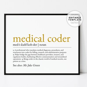 Editable Custom Medical Coder Definition Print Medical Coder Etsy