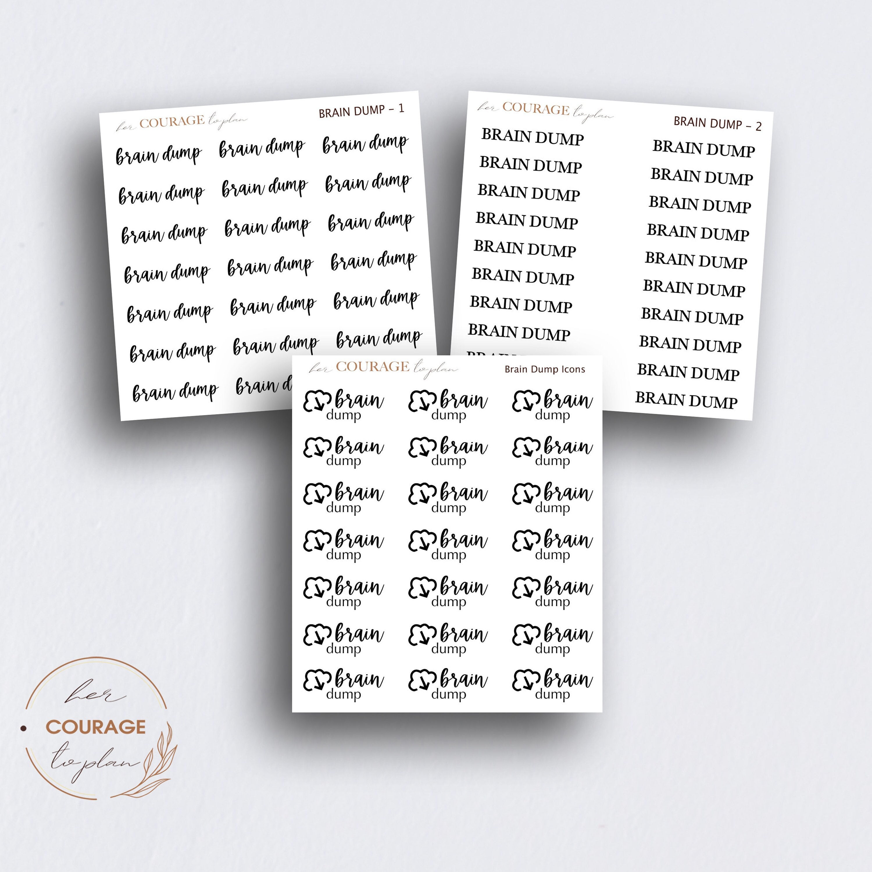 BRAIN DUMP Script Planner Stickers MINI Brain Dump Icon Etsy