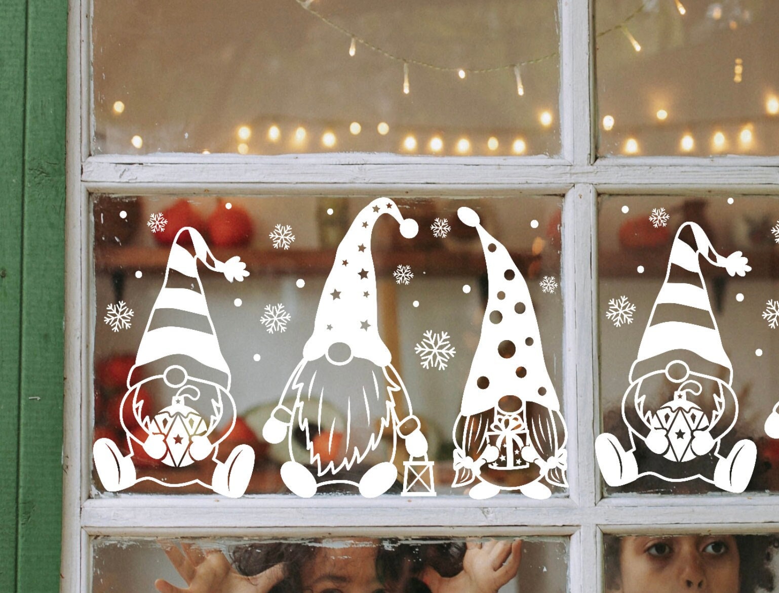 Gnome Christmas Window Decals Etsy