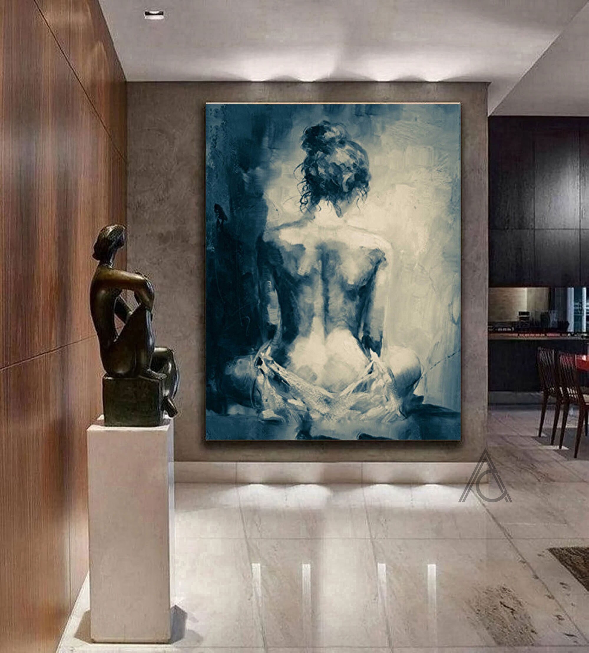 Abstract Naked Woman Wall Art Abstract Lady Framed Woman Painting