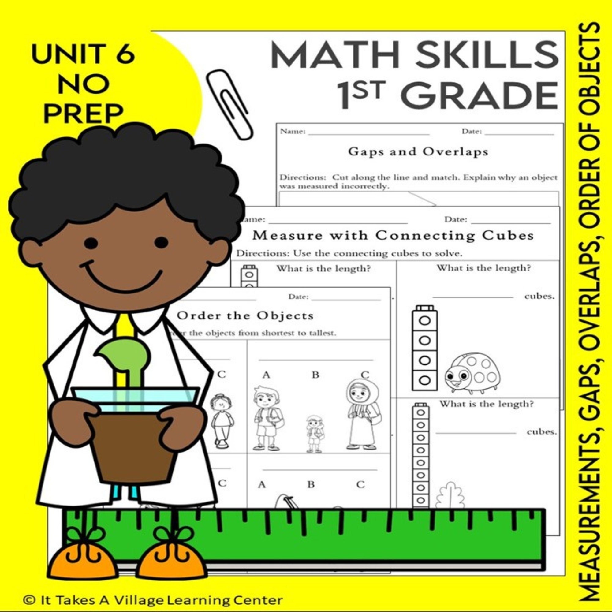 IM Grade 1 Math Unit 6 NO Prep Measuring Math Worksheets For First