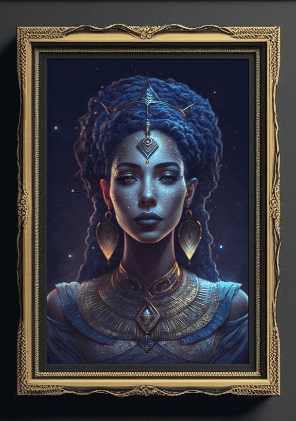 Nut Egyptian Goddess Of The Night Sky Kemetic Art Wall Art Etsy