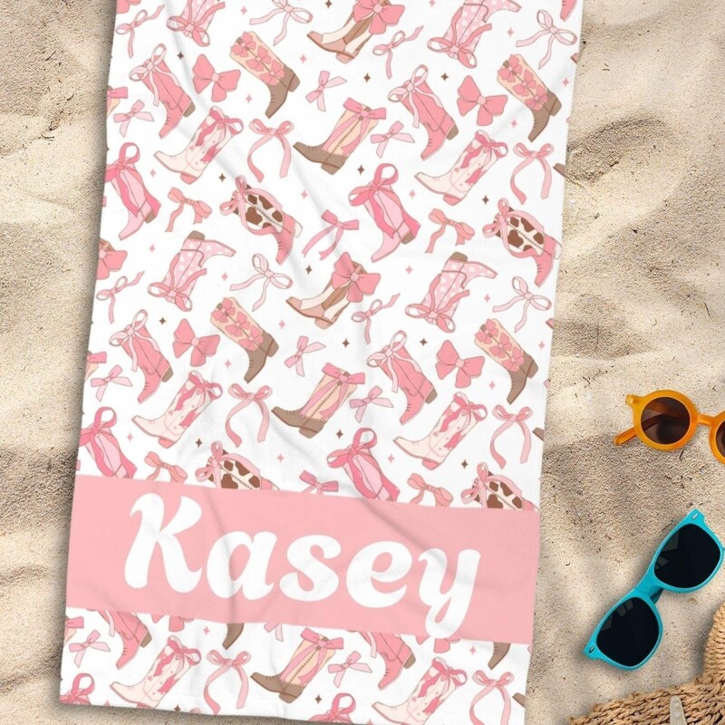 Custom Beach Towel With Boots Etsy