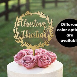 Floral Wreath Wedding Cake Topper Custom Wedding Cake Topper Etsy