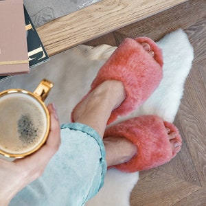 Pink Spa Sheepskin Slippers - Etsy