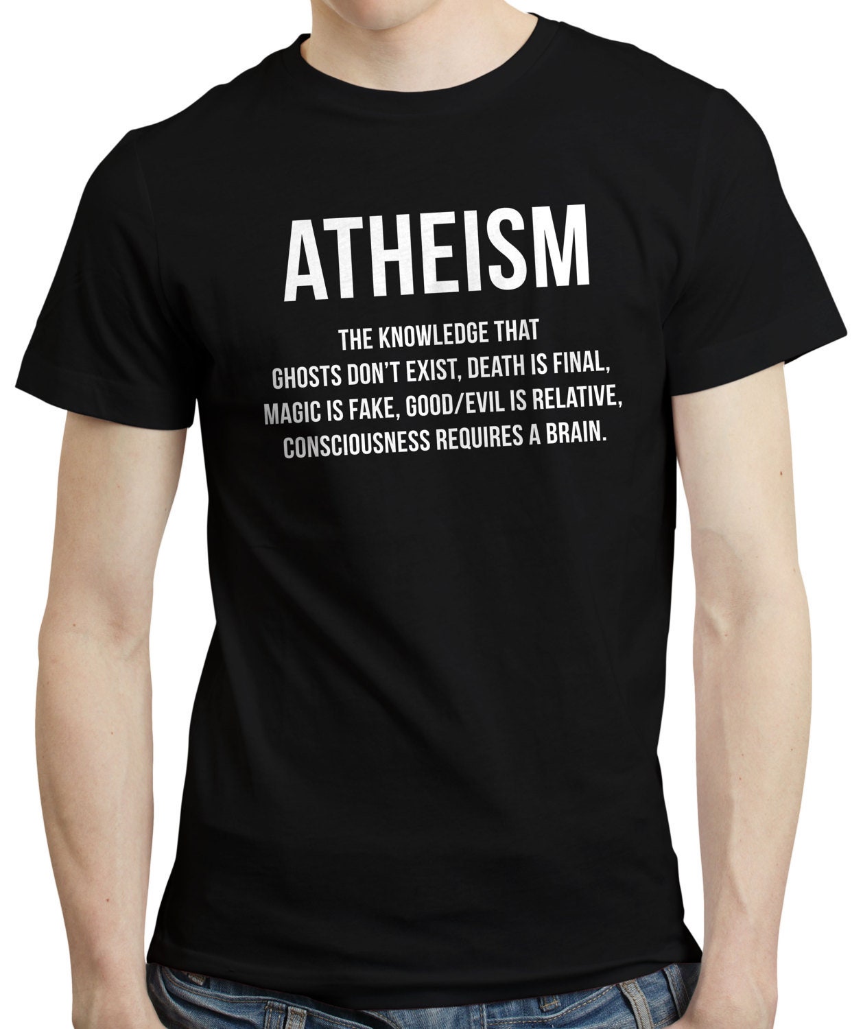 Atheist Atheism Quote Merchandise Religion Science Mens Funny T Shirt ...