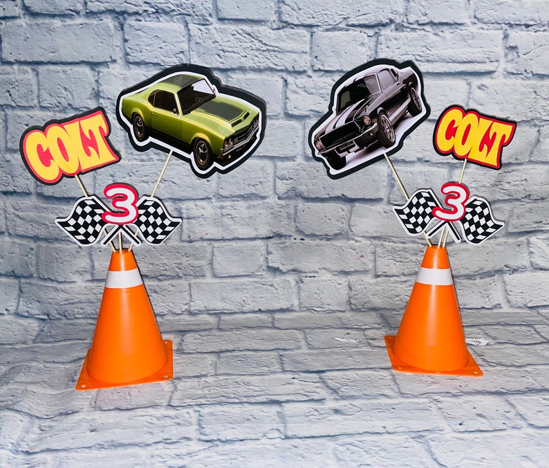 Centerpiece Race Car Themed. Complete With Plastic Cone. - Etsy