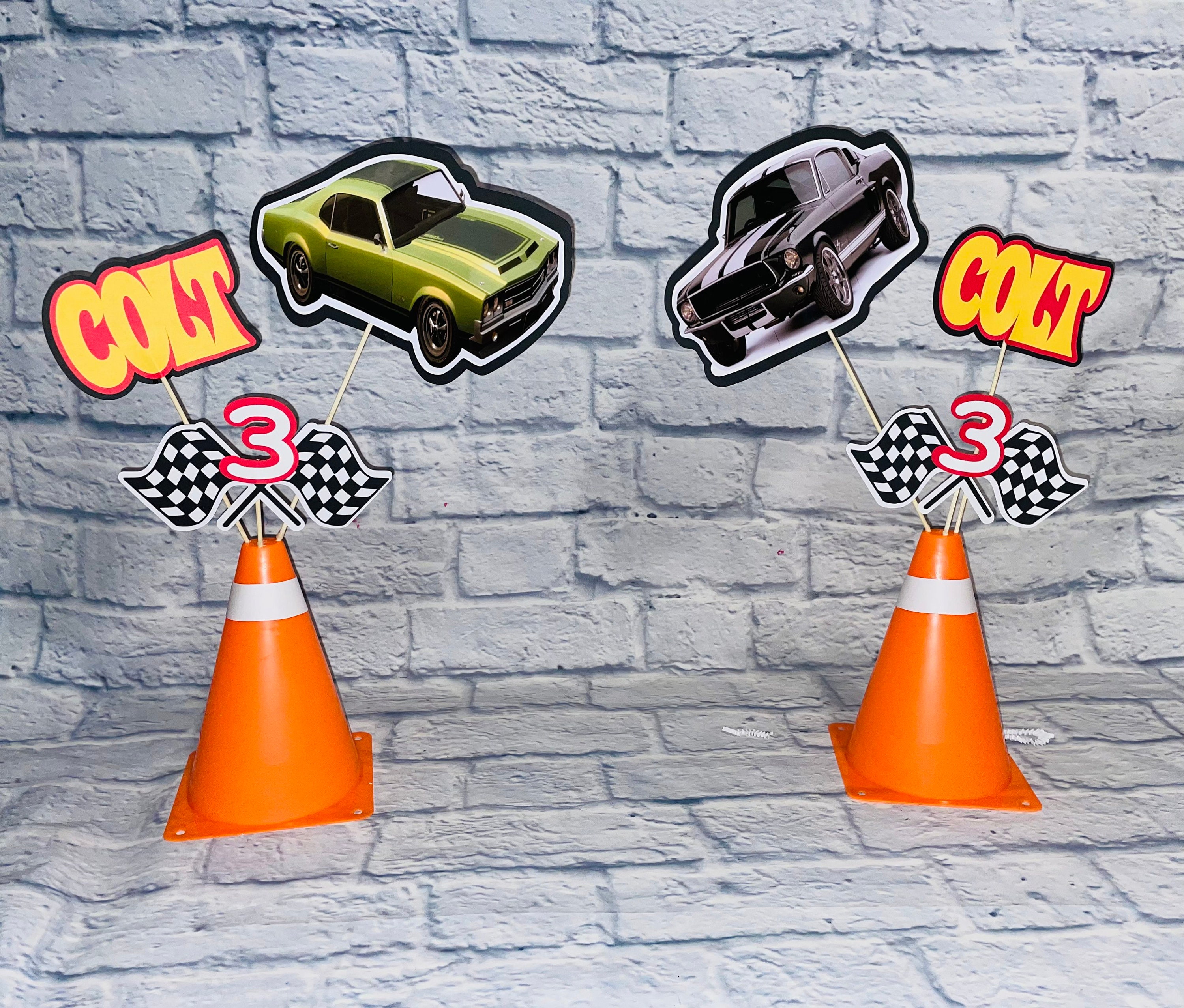 Centerpiece Race Car Themed. Complete With Plastic Cone. - Etsy