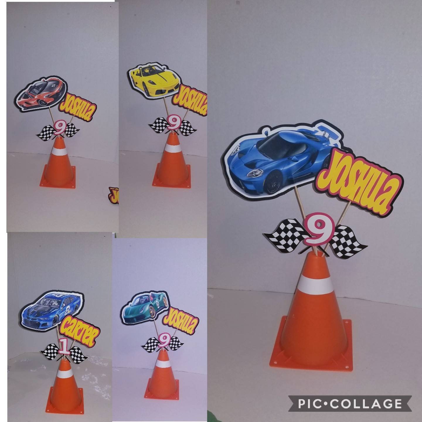Centerpiece Race Car Themed. Complete With Plastic Cone. - Etsy