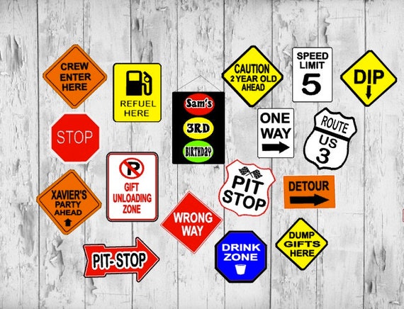 Road Signs. Race Car Birthday. Party Door Signs | Etsy