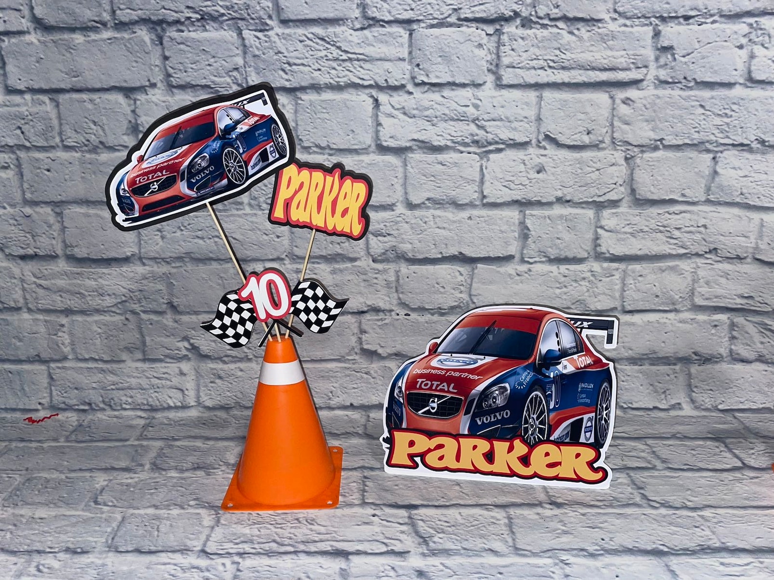 Centerpiece Race Car Themed. Complete With Plastic Cone. - Etsy