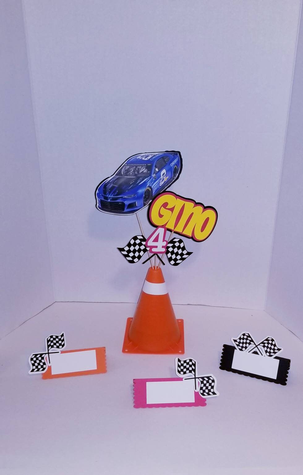 Centerpiece Race Car Themed. Complete With Plastic Cone. | Etsy