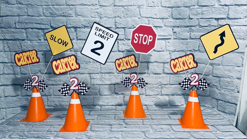 Centerpiece Road Sign Themed . Cone Centerpiece. Construction. - Etsy