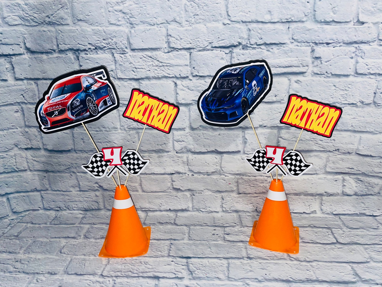 Centerpiece Race Car Themed. Complete With Plastic Cone. - Etsy