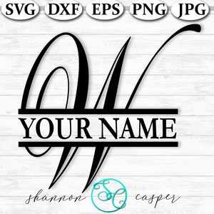 Split Monogram SVG Single Letter W for Cricut and Silhouette Digital ...
