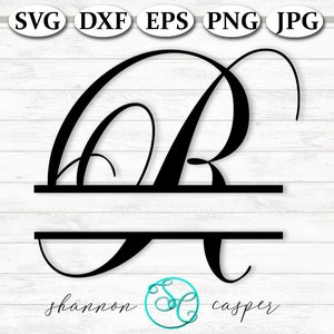 Split Monogram SVG Single Letter R for Cricut and Silhouette Digital ...
