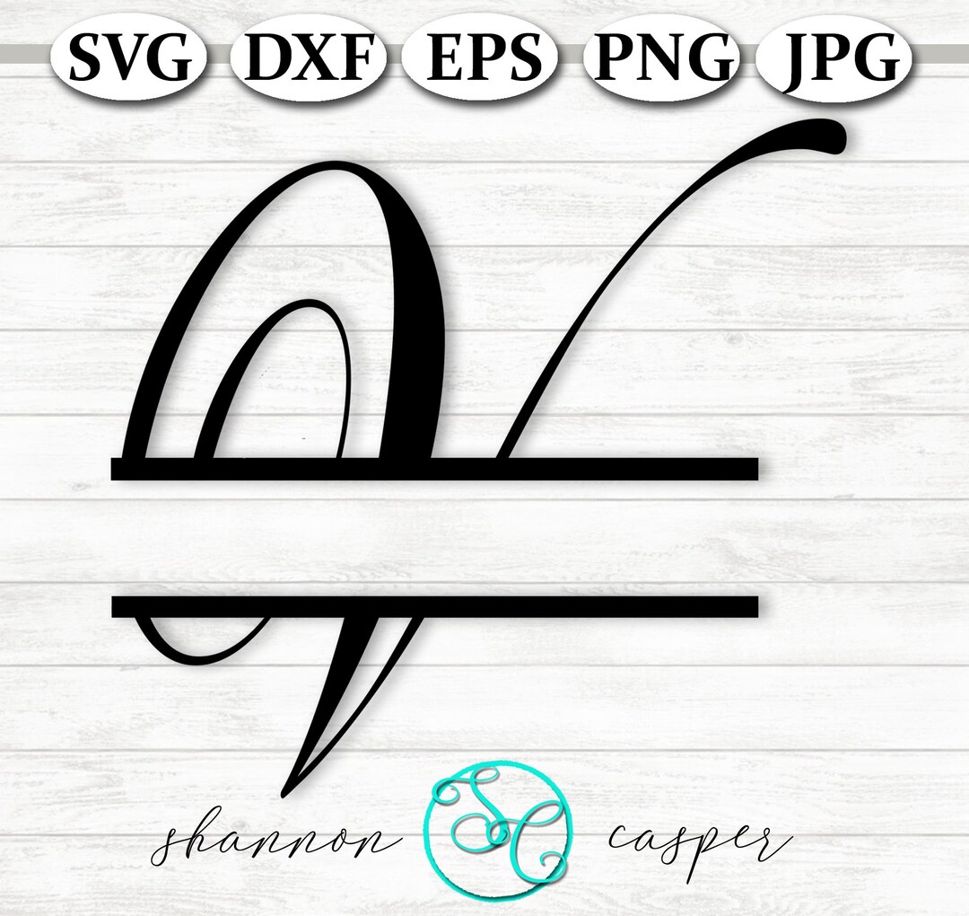 Split Monogram SVG Single Letter V for Cricut and Silhouette Digital ...