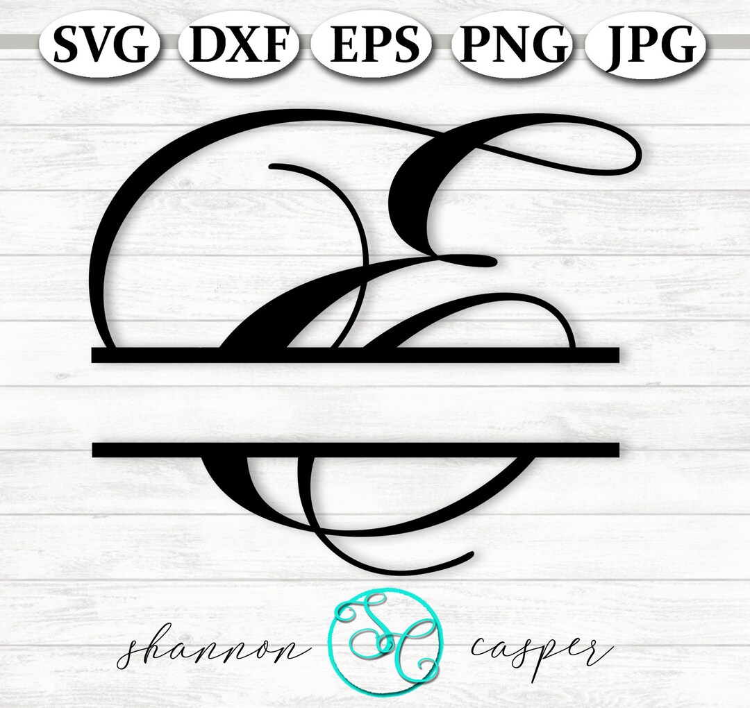 Split Monogram SVG Single Letter E for Cricut and Silhouette Digital ...