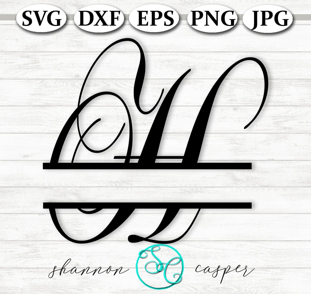Split Monogram SVG Single Letter H for Cricut and Silhouette Digital ...