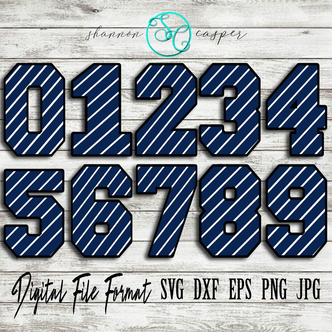 Striped SVG Number Set 0 10 Cut and Print formats all | Etsy