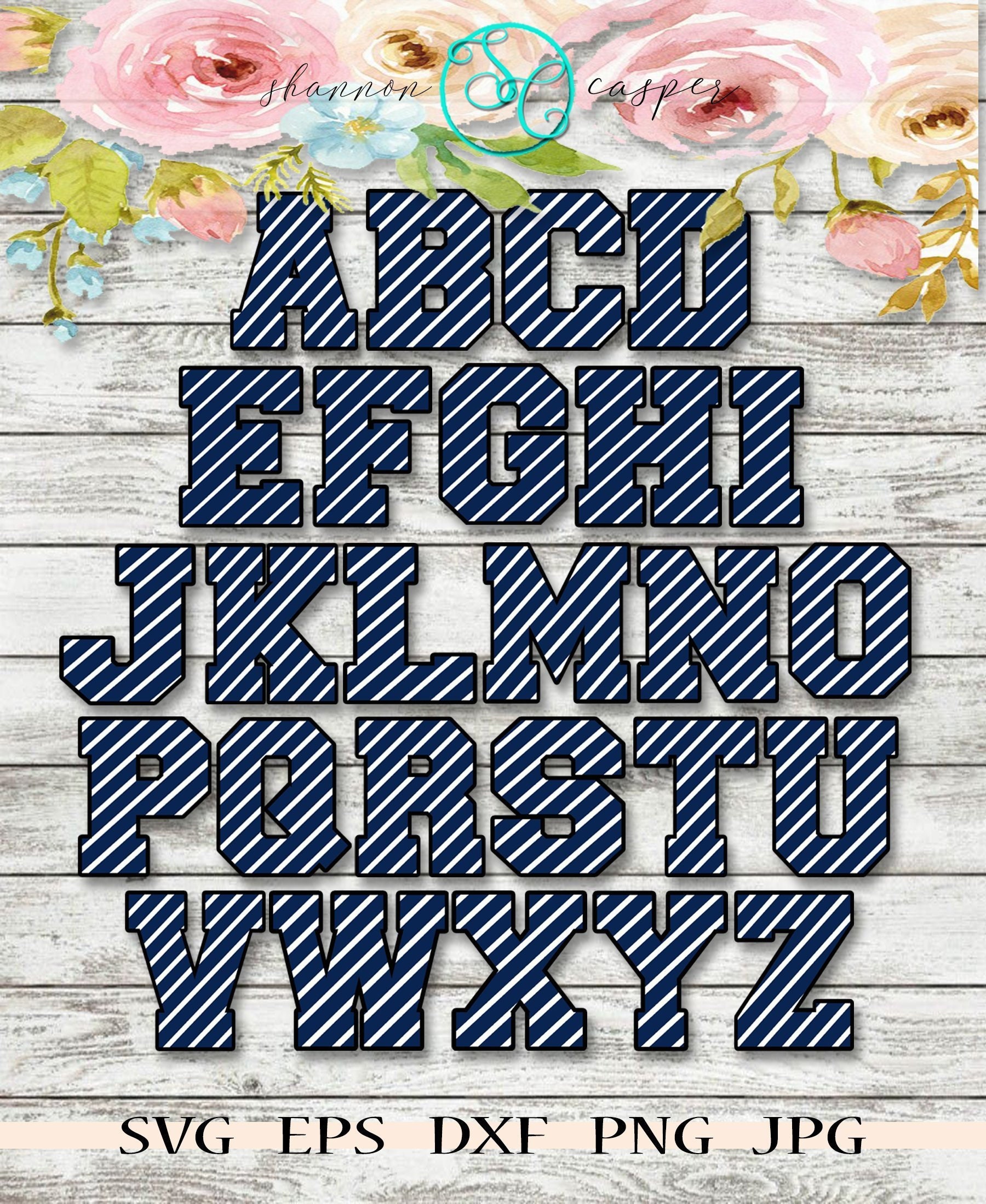 Striped SVG Alphabet Set Capital Letters - Etsy