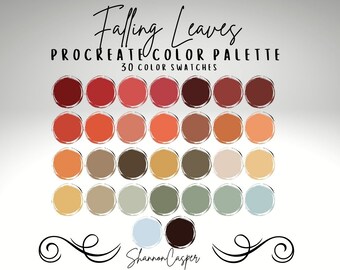 November Procreate Color Palette Orange, Red, Yellow, Green, Brown Fall ...