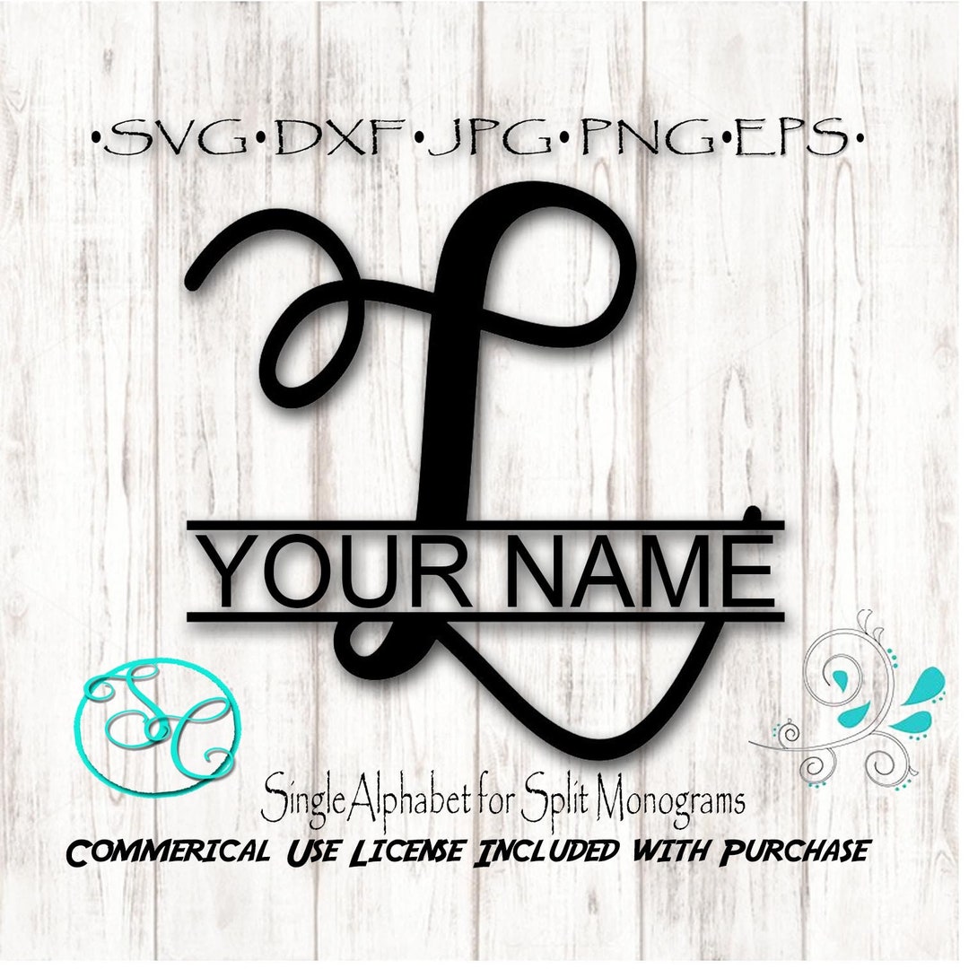 Split Monogram SVG Single Letter L for Cricut and Silhouette Digital ...