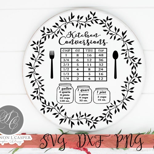 Round Kitchen Conversion Chart Print or Use as Vinyl SVG - Etsy Canada