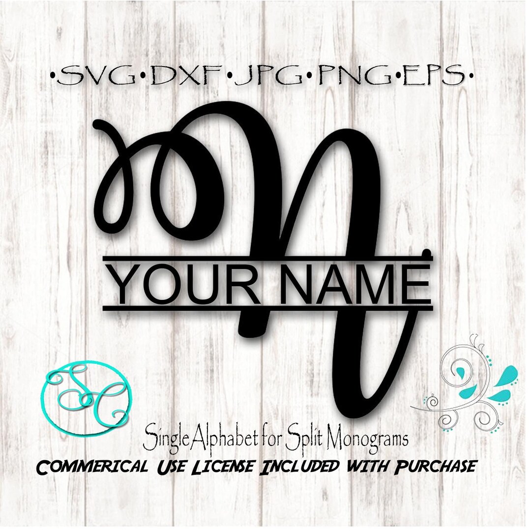 Split Monogram SVG Single Letter N for Cricut and Silhouette Digital ...