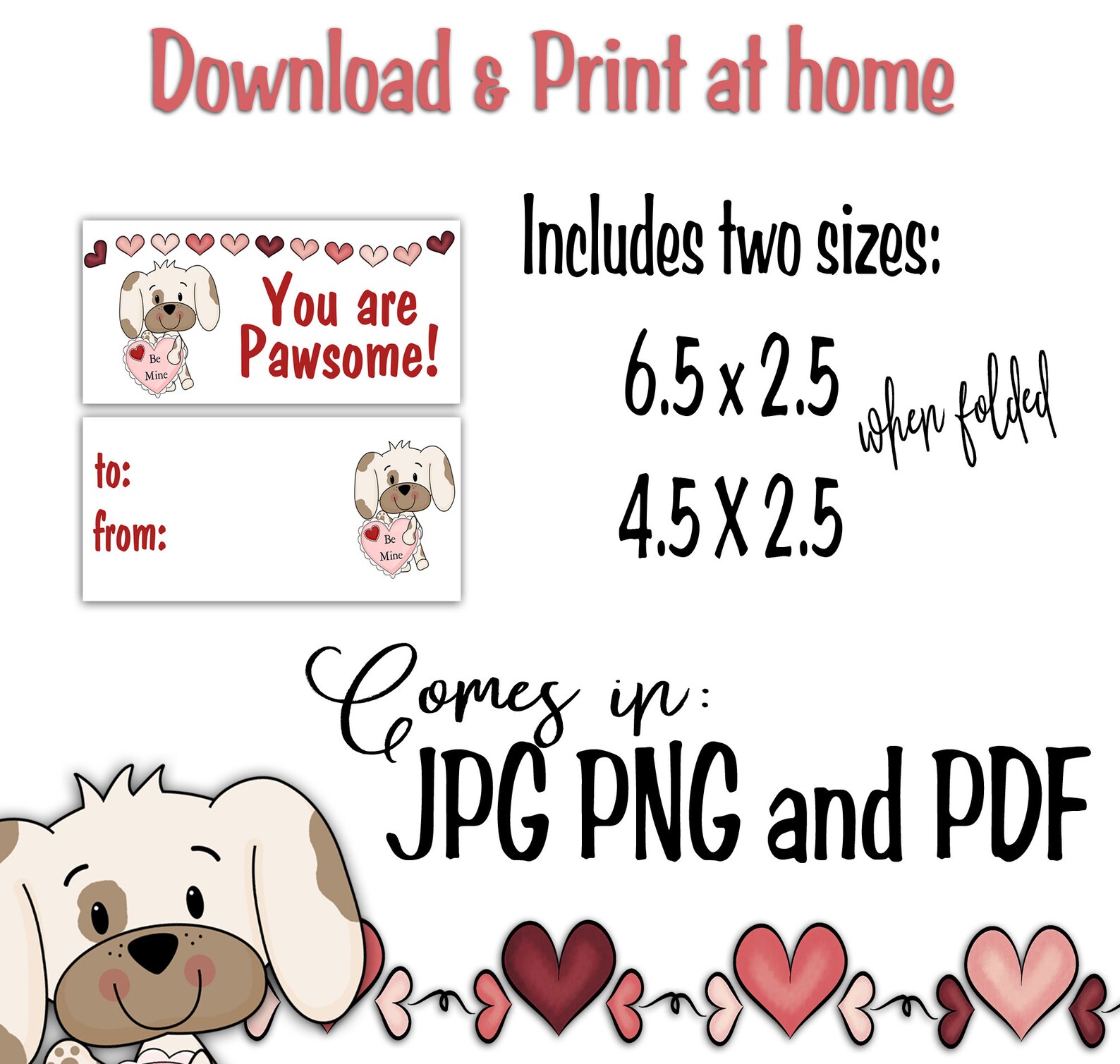 Printable Valentine Bag Topper INSTANT DOWNLOAD - Etsy