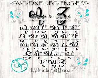 SPLIT Monogram FONT Svg Split Monogram Svg Vine Font svg - Etsy