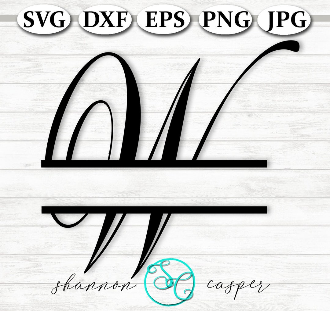 Split Monogram SVG Single Letter W for Cricut and Silhouette Digital ...