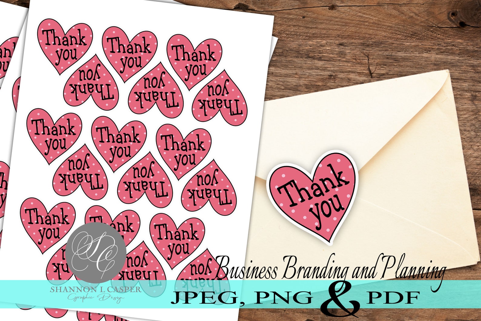 Thank You Heart Polka Dot PRINT AND CUT Circle Sticker Labels | Etsy