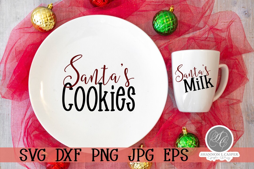 Christmas Cookies and Milk for Santa SVG Print Sublimation - Etsy