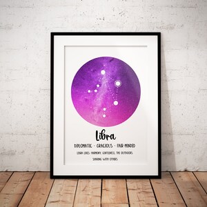 Libra Birthday Gift Zodiac Poster Libra Constellation Print - Etsy