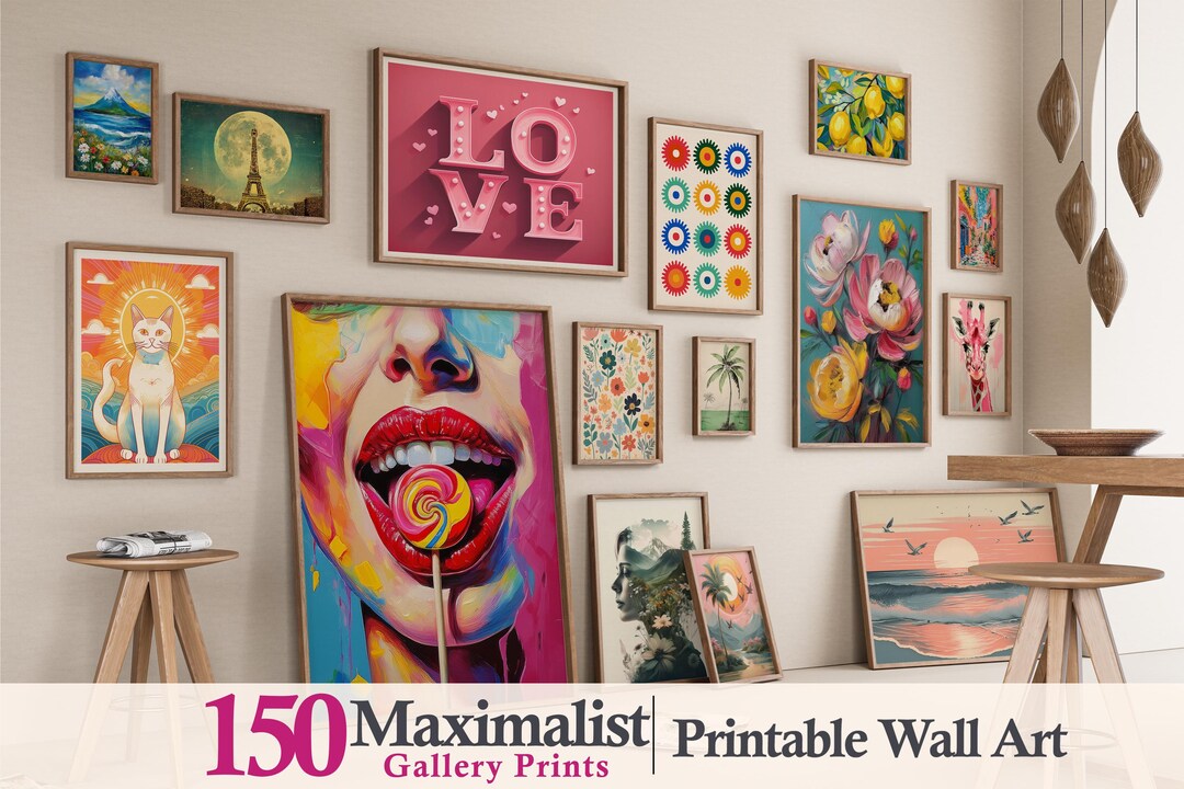 150 Maximalist Gallery Wall Set, MEGA BUNDLE, Eclectic Wall Art ...