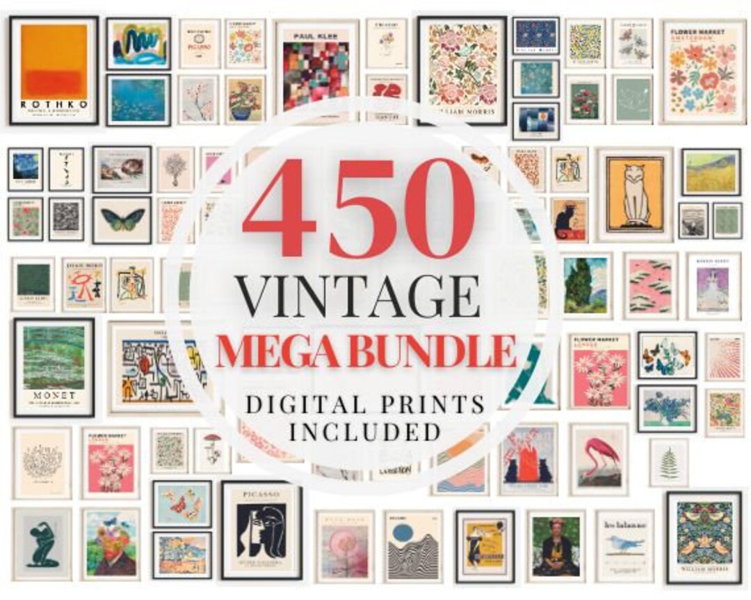 450 Vintage Mega Bundle Prints, Museum Gallery Wall Art Set, Exhibition ...