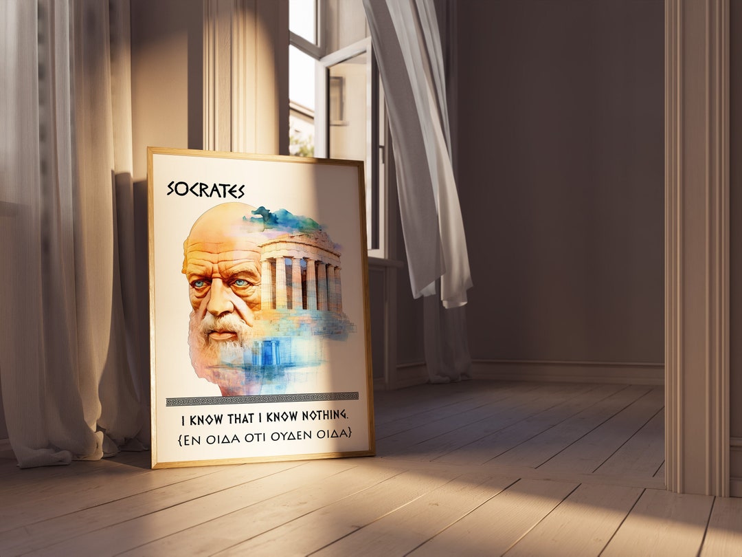 Socrates Quote Poster, Philosophy Art Gift, Stoic Wall Art, Ancient ...