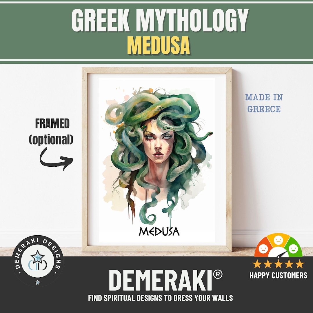 Greek Medusa Gift Wall Art, Greek Mythology Framed Poster, Ancient ...