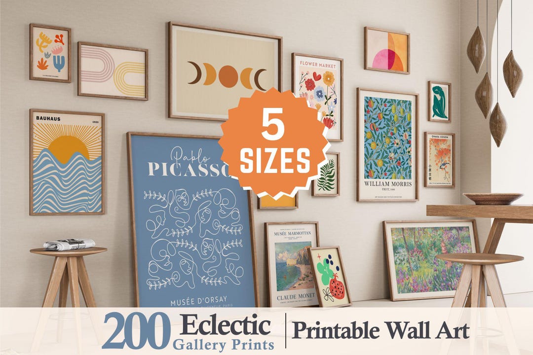 Gallery Eclectic 200 Prints, MEGA BUNDLE, Gallery Wall Set Art, Modern ...
