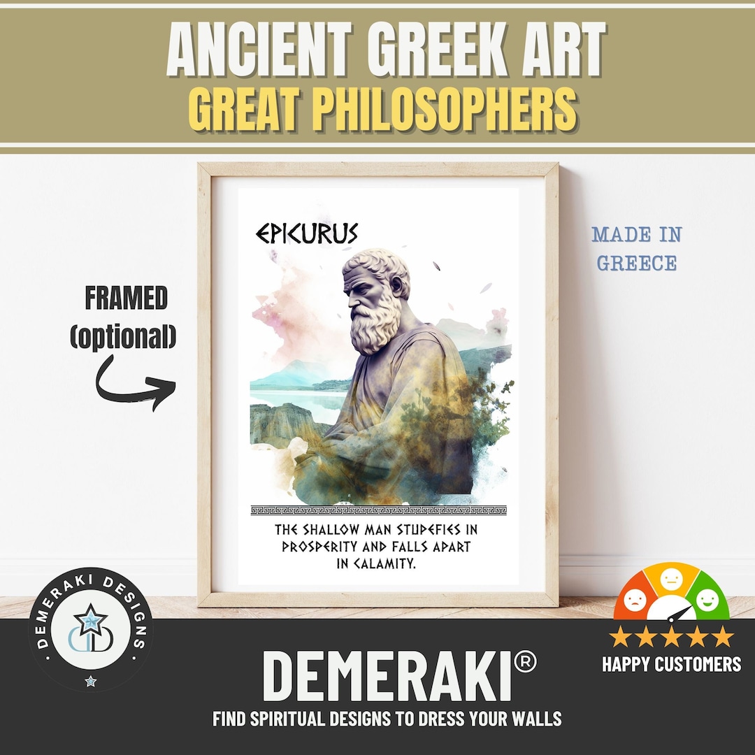 Epicurus Greek Philosopher Poster, Inspirational Quote Wall Art ...