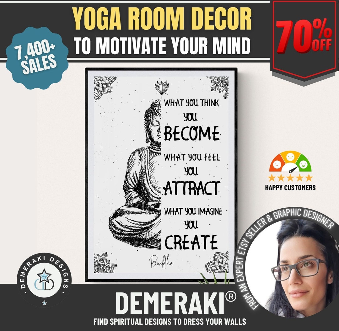 Yoga Room Wall Decor, Buddha Quote Wall Art, Yoga Poster, Spiritual Art ...