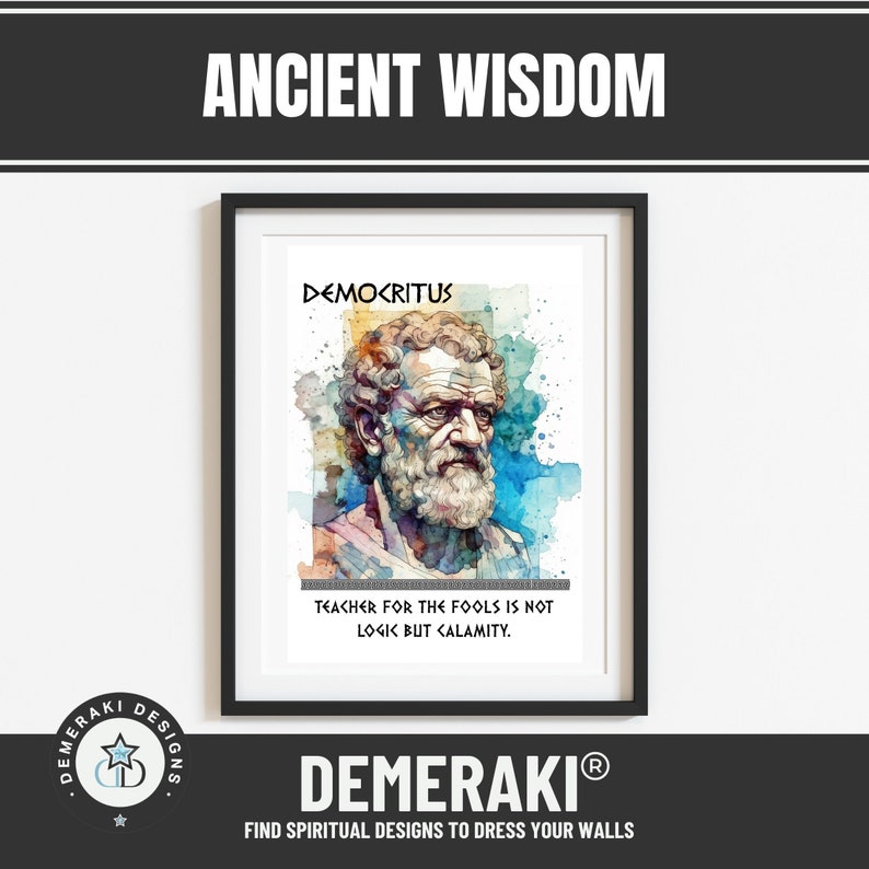 Democritus Quote Poster, Philosophy Art Gift, Stoic Wall Art, Ancient ...