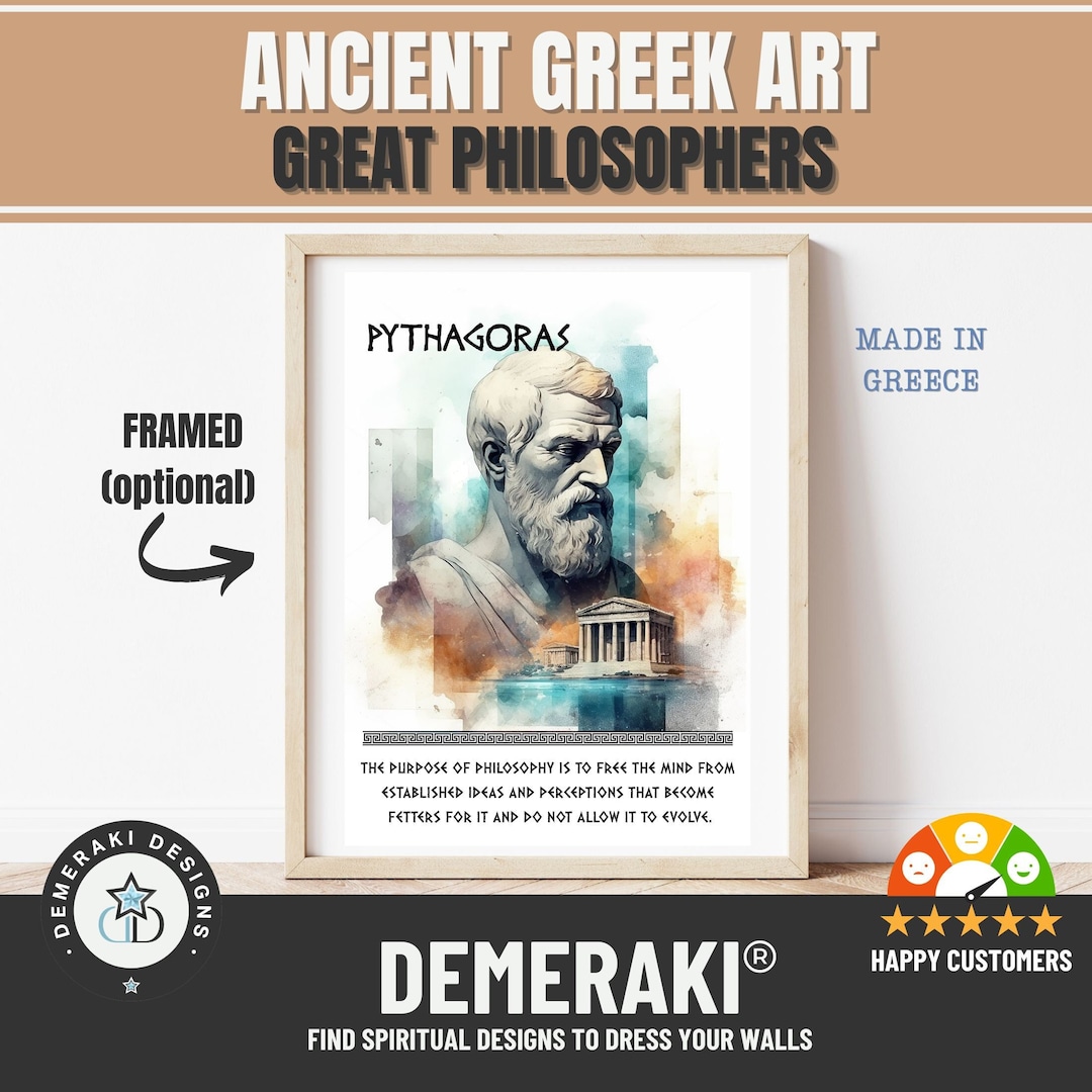 Pythagoras Greek Philosopher Poster, Inspirational Quote Wall Art ...