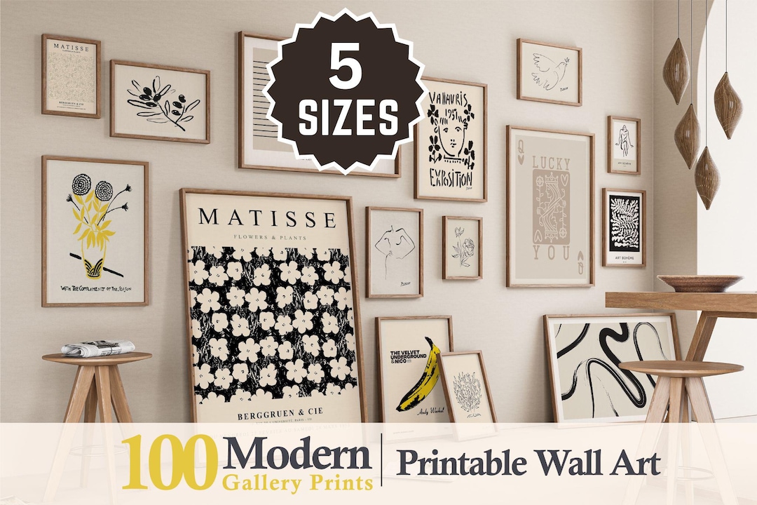 100 Modern Gallery Wall Prints, Neutral Wall Set, Boho Printable Art ...