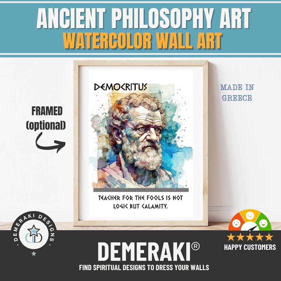 Democritus Quote Poster, Philosophy Art Gift, Stoic Wall Art, Ancient ...