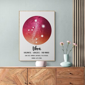 Libra Birthday Gift Zodiac Poster Libra Constellation Print - Etsy