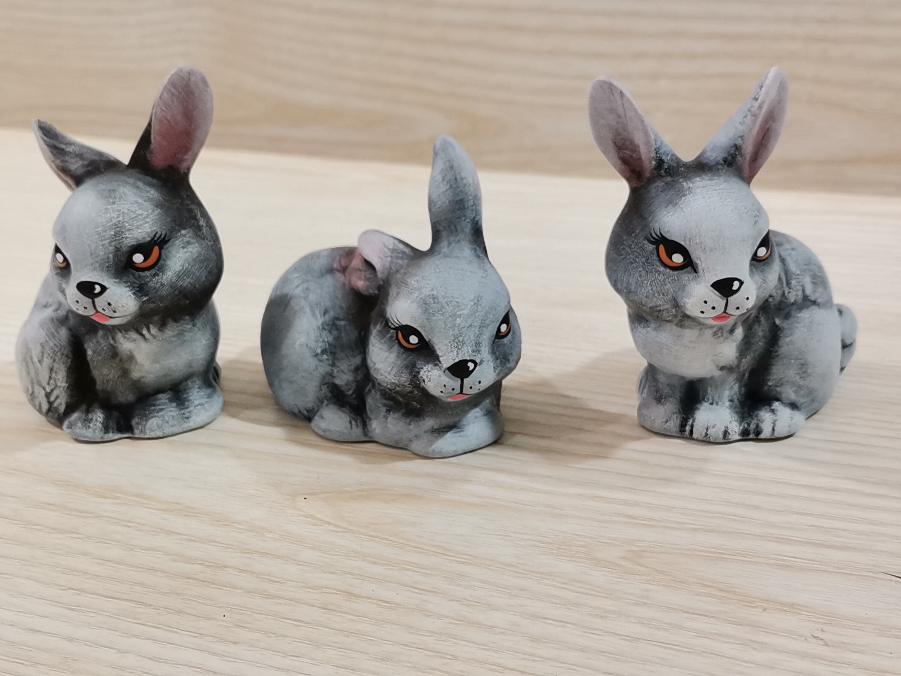 Family Rabbits Figurines Mini Rabbits Figure Small Ceramic | Etsy