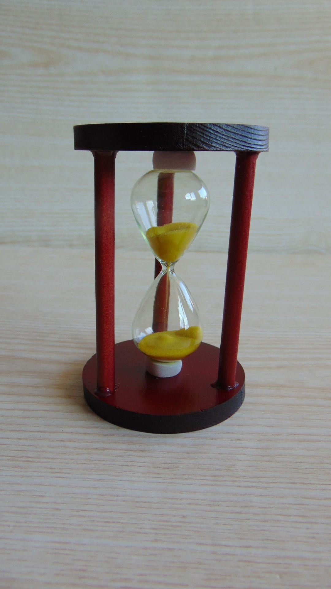 Vintage houten zandloper, Houten zandloper met geel zand, Verzamelbare ...
