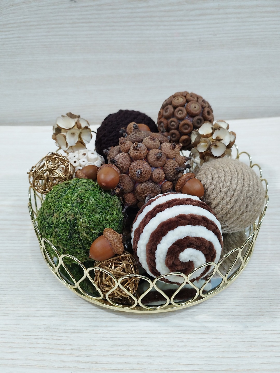 Set of 12 Decorative Balls, Bowl Fillers, Vase Fillers Orbs , Rustic ...